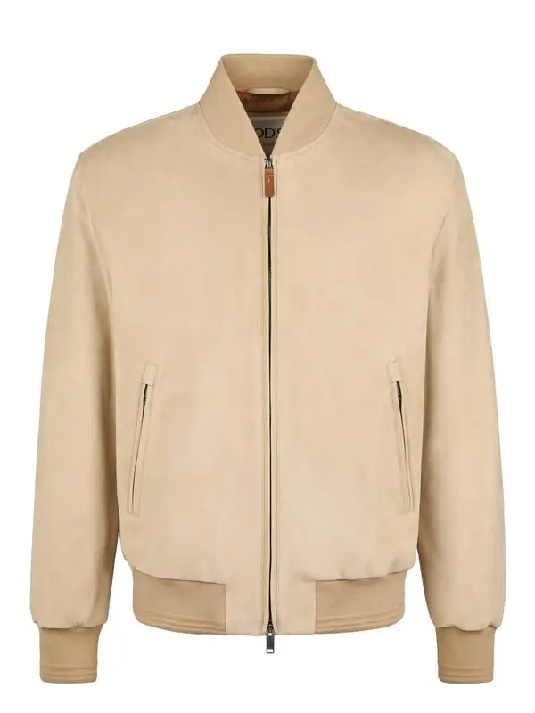 TOD'S Brera Bomber Jacket In Pashmy Suede - Beige