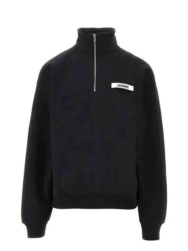 Jacquemus Gro Grain' Half-zip Weathirt - Black