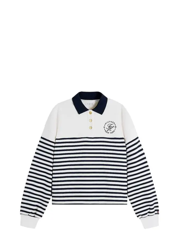 Tommy Hilfiger Striped Collared Sweatshirt With Logo Detail - Multi