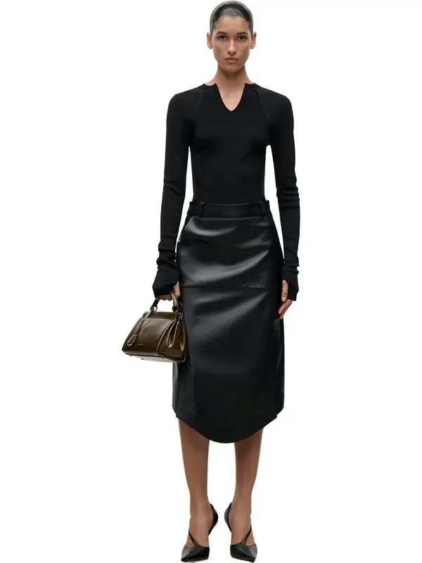 Victoria Beckham Leather A-line Midi Skirt - Black