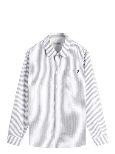 Burberry B Shield Logo Stripe Shirt - Iris/chalk