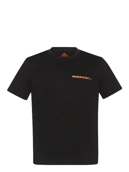 Mcm Silket Logo T-shirt With Zip Pocket - Black