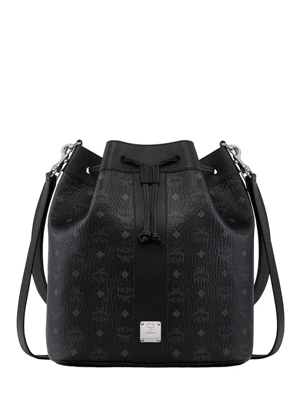 Mcm Large Dessau Drawstring Bag In Visetos Monogram Canvas - Black