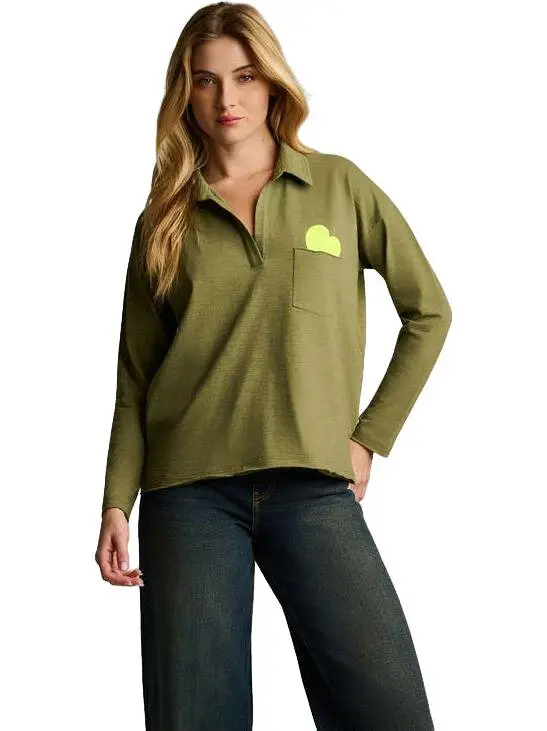 Lisa Todd Pocket Love Cotton T-shirt - Moss