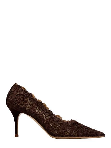 ARTEANA Como 75 Pump Floral Lace And Nappa Leather Mules - Ebano