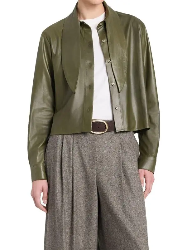TWP Leather Self-tie Blouse - Beetle