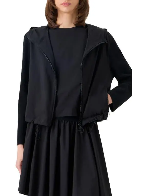 Akris Mixed Media Stretch Merino Wool Parachute Jacket - Black