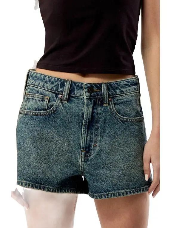 PACSUN Ivy High Rise Denim Shorts - Medium Indigo