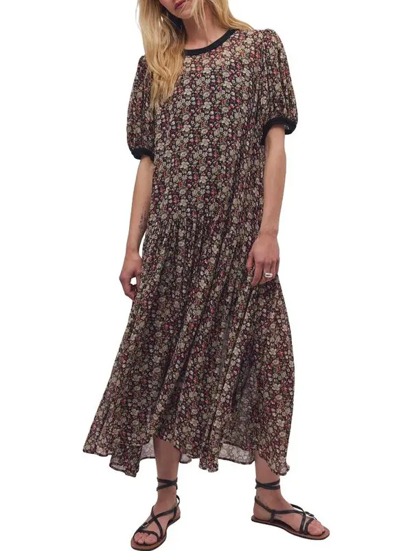Free People Courtside Crush Floral Maxi Dress - Black Combo