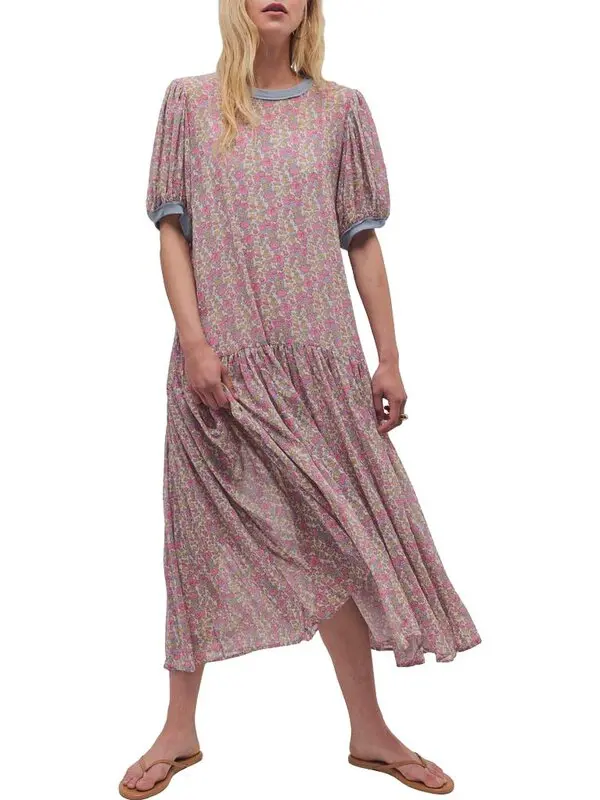 Free People Courtside Crush Floral Maxi Dress - Blush Combo