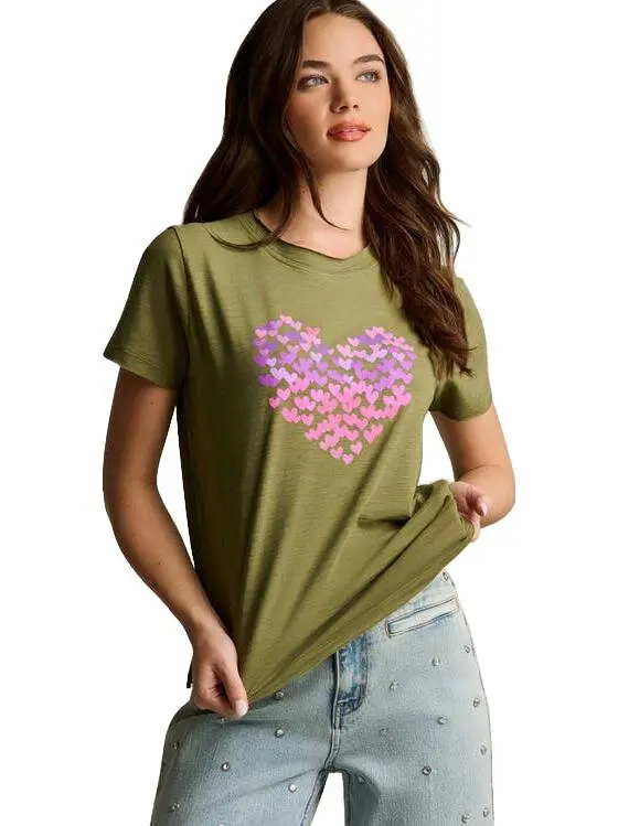 Lisa Todd Heart Beats Cotton T-shirt - Moss