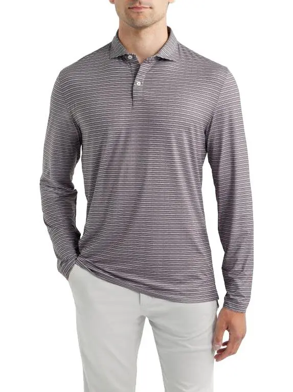 Johnnie-o Printed Track Stripe Long Sleeve Performance Polo - Black