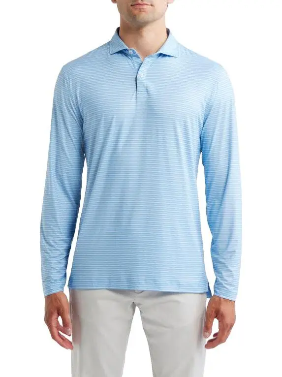 Johnnie-o Printed Track Stripe Long Sleeve Performance Polo - Sailor