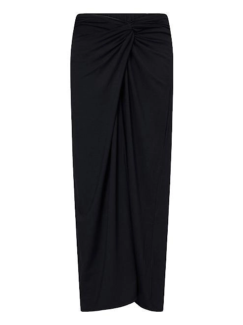 ME+EM Knotted Mid-rise Cotton-jersey Maxi Skirt - Black