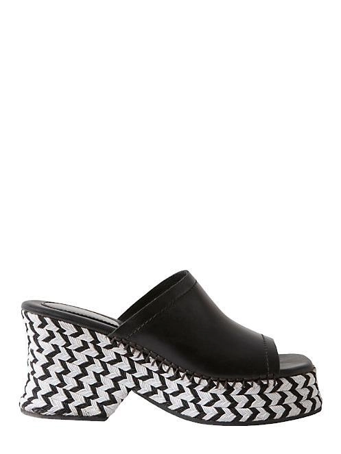 Claudie Pierlot Two-tone Braided Raffia Platform Mules - Black