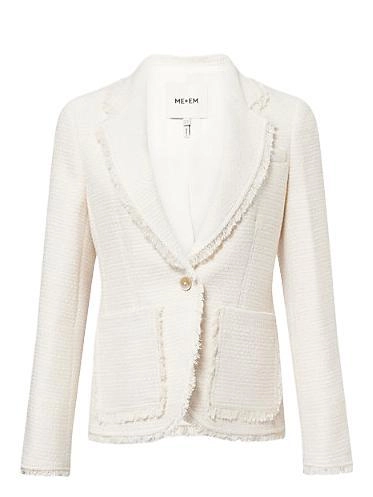 ME+EM Frayed-edge Textured Cotton-blend Blazer - Ivory