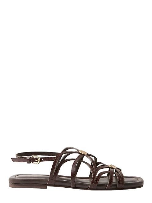 Claudie Pierlot Medallion Flat Leather Sandals - Chocolate