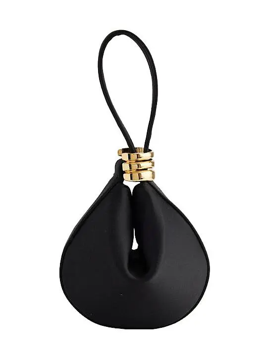 AMANU Mini Zambia Satin Pouchette Bag - Black