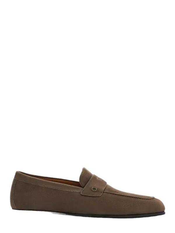 FERRAGAMO Tiberio Suede Loafers - Brown