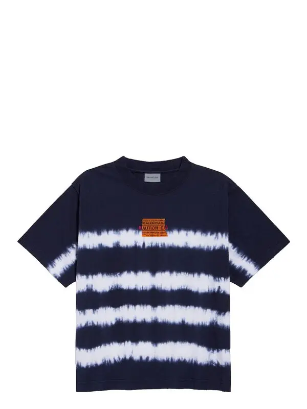 Balenciaga T-shirt Taped And Dyed Medium Fit In Dry Jersey - Blue