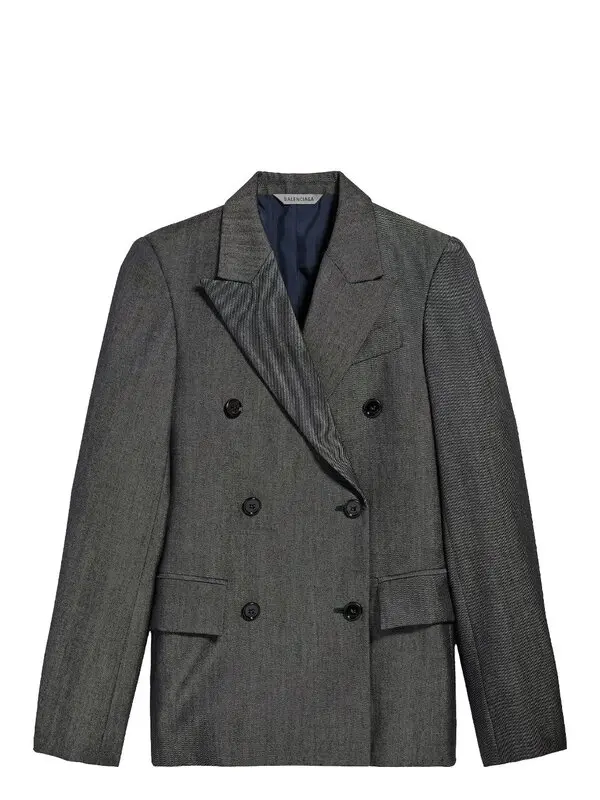 Balenciaga Double-breasted Tailored Jacket In Denim Effect Wool Twill - Blue