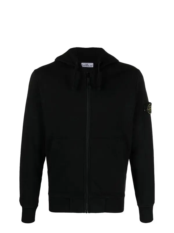 Stone Island Hoodie With Zip And Hood - Black
