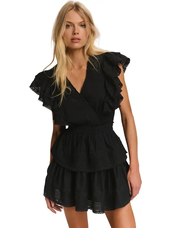 LoveShackFancy Gwen Heritage Embroidered Lace Mini Dress - Multi Tie Dye