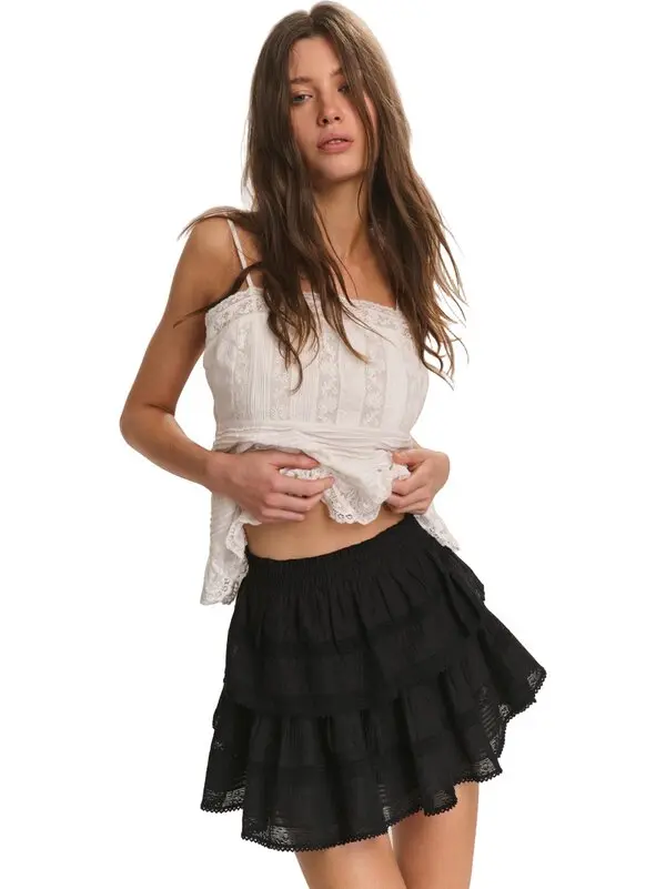 LoveShackFancy Ruffle Mini Heritage Skirt - Black