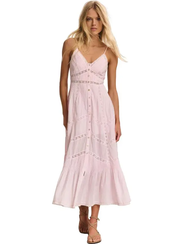 LoveShackFancy Esilda Heritage Cotton Midi Dress - Blue