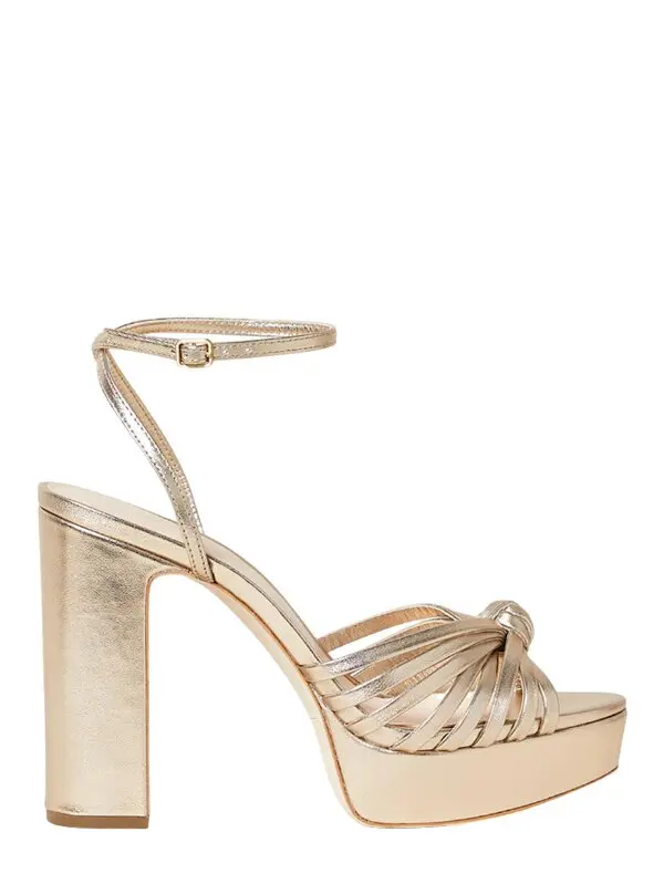 LoveShackFancy Loeffler Randall Rivka Platform Sandal In Metallic Nappa Leather - Black