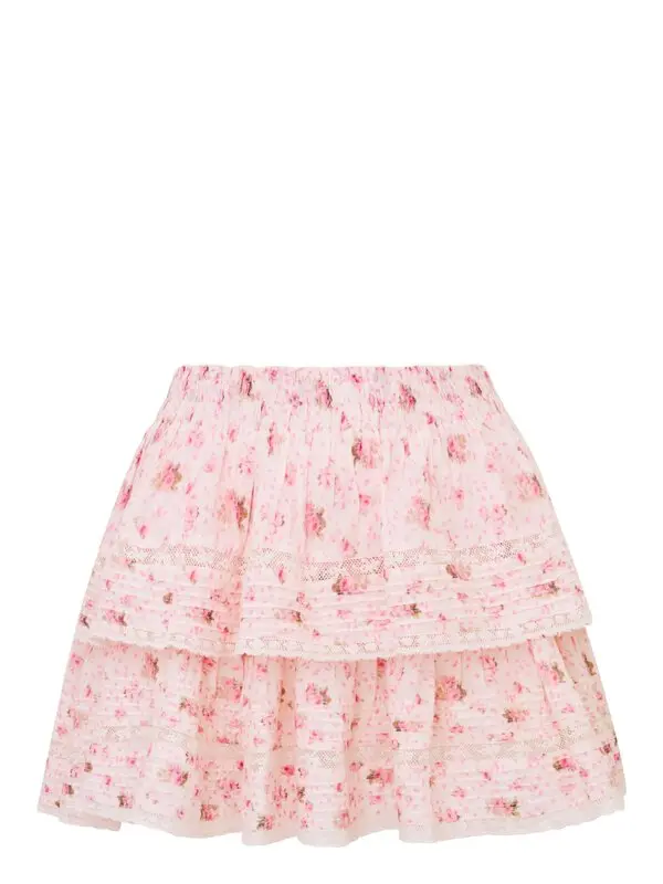 LoveShackFancy Ruffle Mini Garden Floral Skirt - Shadowed Lilac