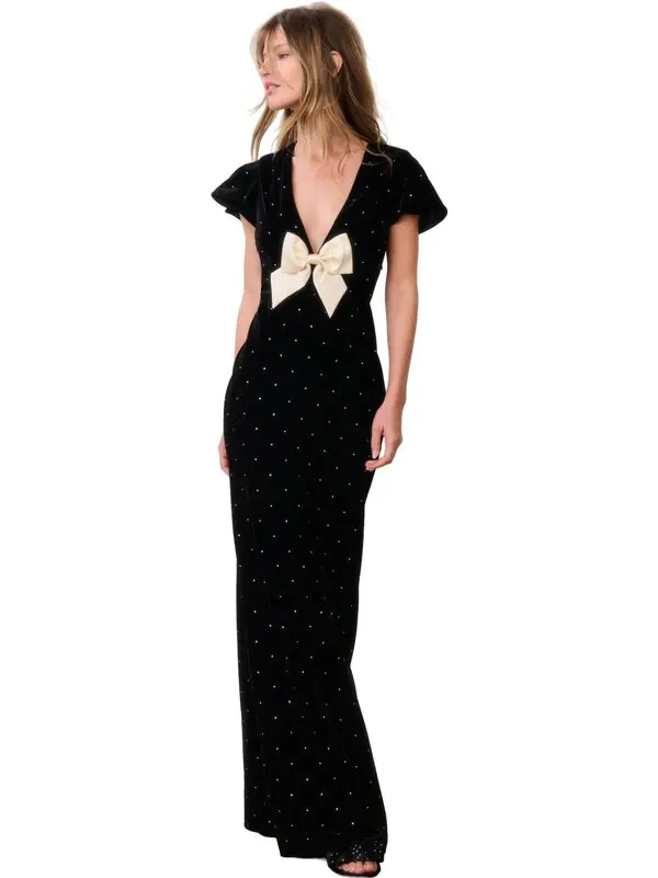 LoveShackFancy Melora Velvet Maxi Dress - Black