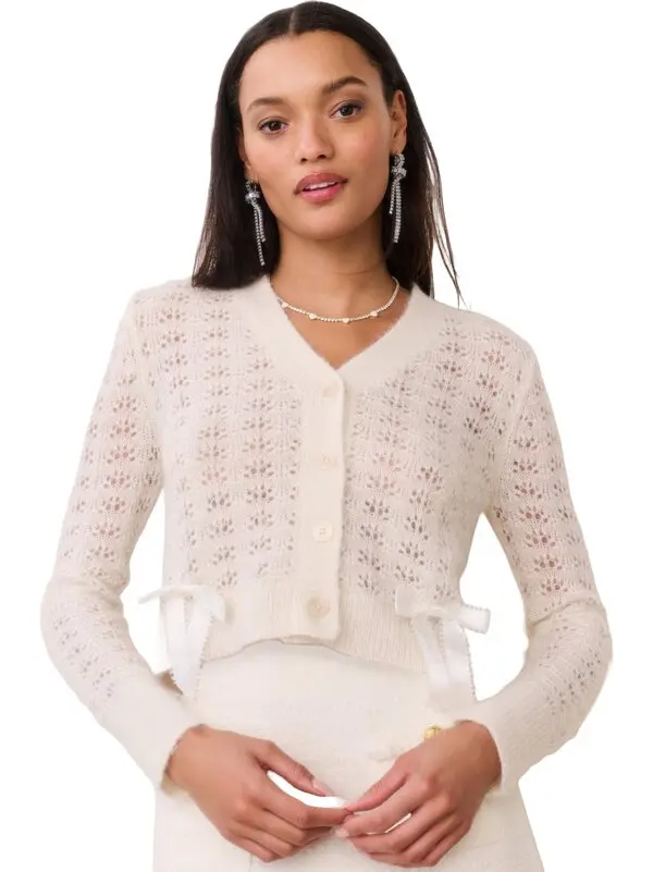 LoveShackFancy Alpaca-blend Bow Detail Cardigan - Frosted Candy