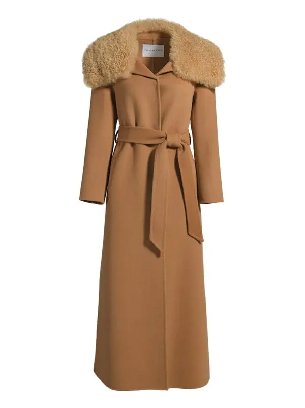 LoveShackFancy Susanna Chow Cashmere Shearling Coat - Biscotti