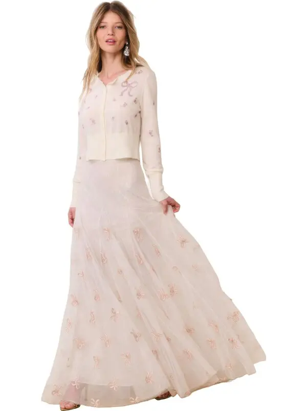 LoveShackFancy Lomani Secret Crush Tulle Maxi Skirt - Chantilly