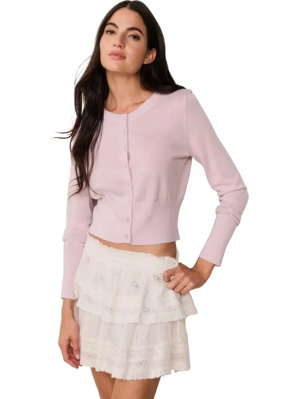 LoveShackFancy Adeanne Pastel Wool Cardigan - Lilac