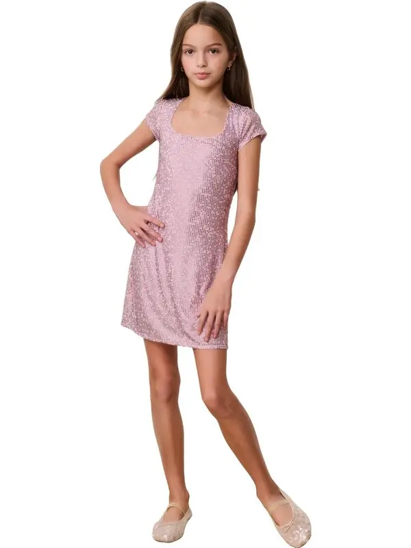 LoveShackFancy Liselle Sequin Mesh Mini Dress - Black