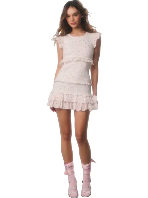 LoveShackFancy Re-edition Aveline Cotton Mini Dress - Whisper