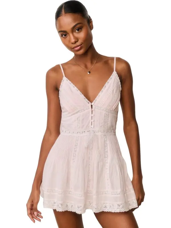 LoveShackFancy Zirelle Cotton Lace-trimmed Mini Dress - Pink