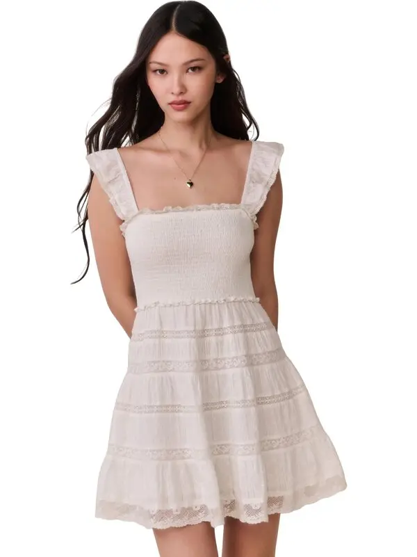 LoveShackFancy Colbera Lace-trimmed Cotton Mini Dress - White