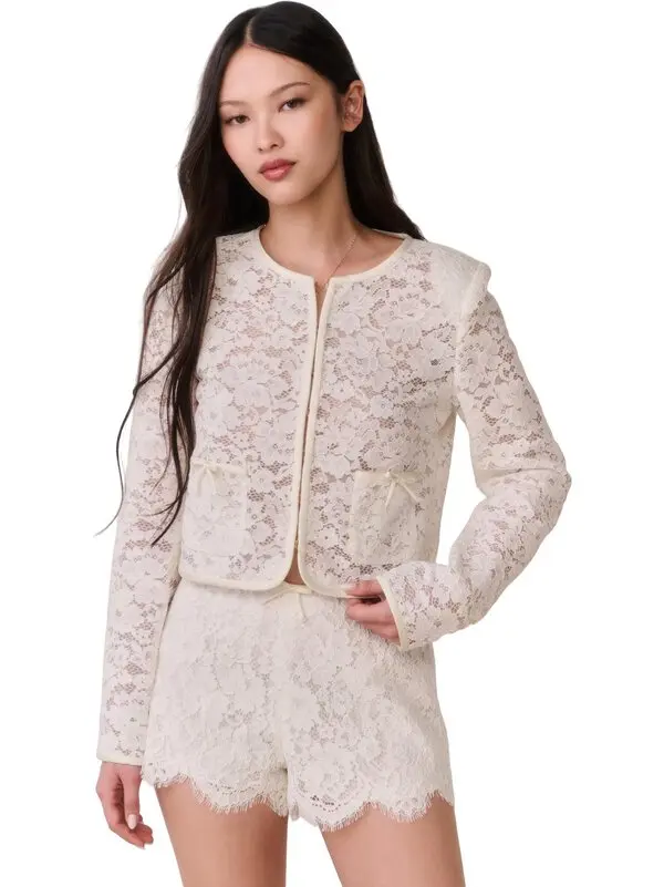 LoveShackFancy Lavendine Lace Shorts - Ivory