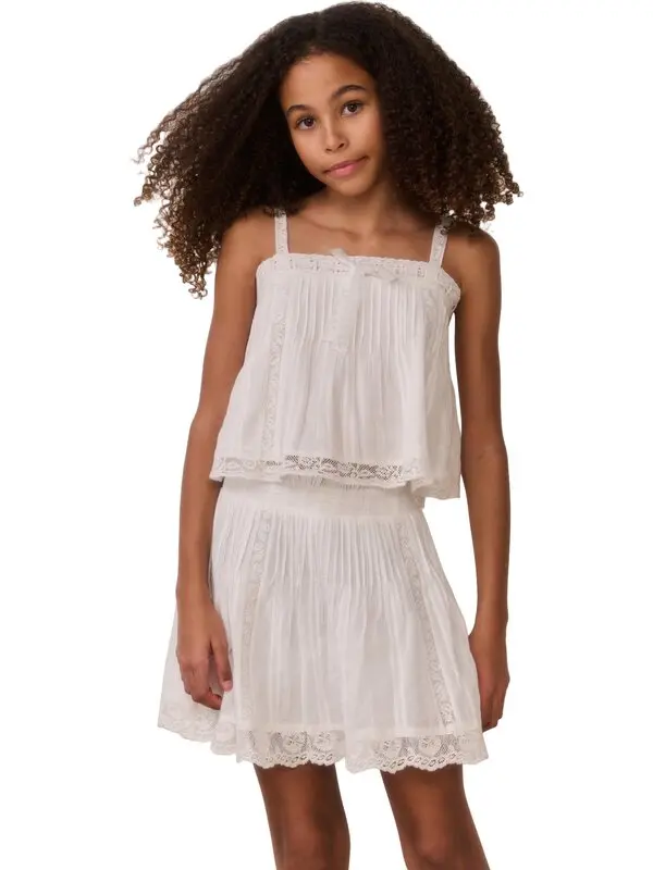 LoveShackFancy Tween Solena Cotton Skirt - White