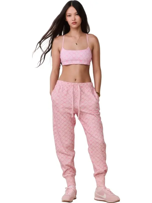 LoveShackFancy Sweetheart Lolana Cotton Sweatpants - Pink Peppermint