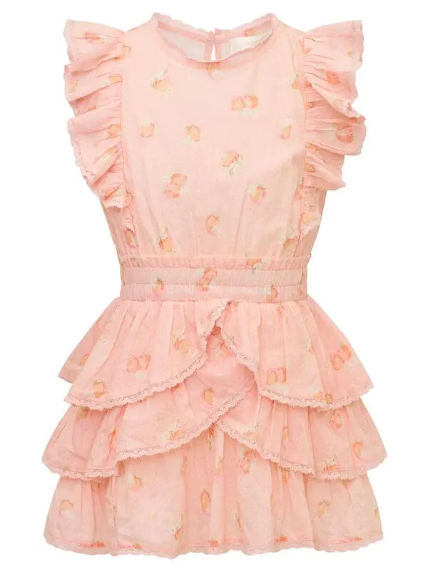 LoveShackFancy Tween Peach Pom Pom Decker Dress - Peachy Petals
