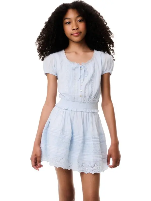 LoveShackFancy Mini Sani Skirt - Blue Finch