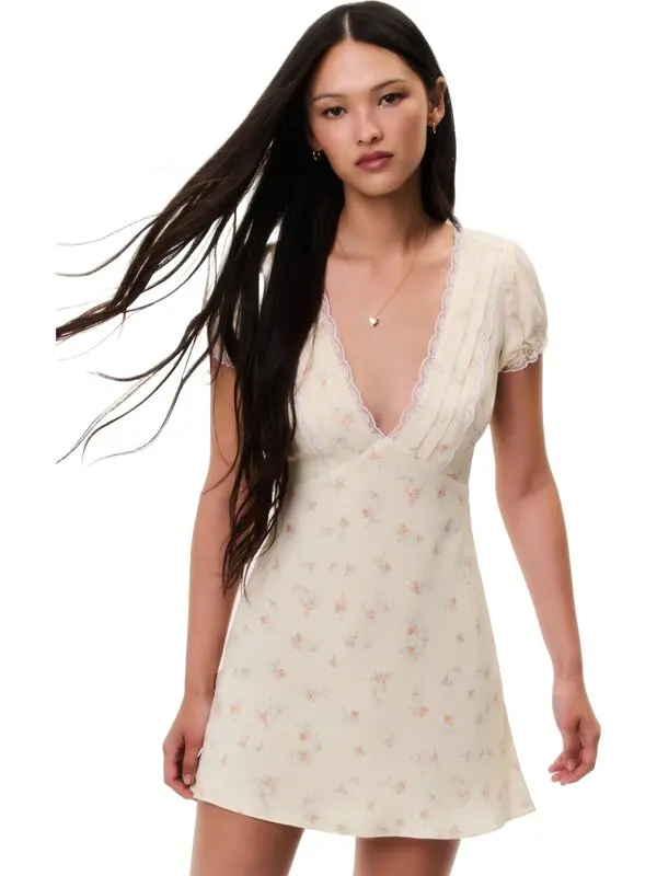 LoveShackFancy Yasmin Floral Lace-trimmed Mini Dress - Periwinkle Moon