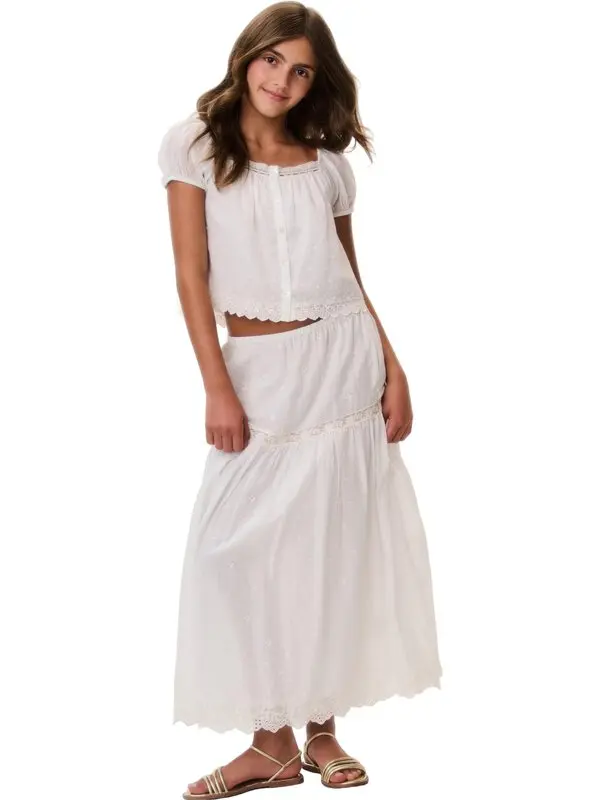 LoveShackFancy Tween Cotton Lace Norael Skirt - Ivory