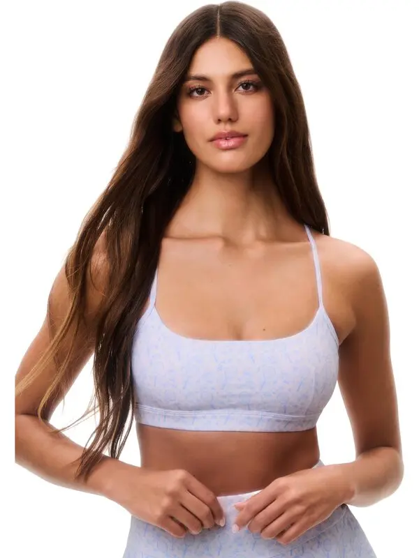 LoveShackFancy Cadelle Tennis Print Sports Bra - Blue Serve