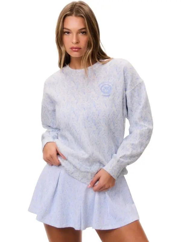 LoveShackFancy Palo Tennis Print Pullover - Blue Serve