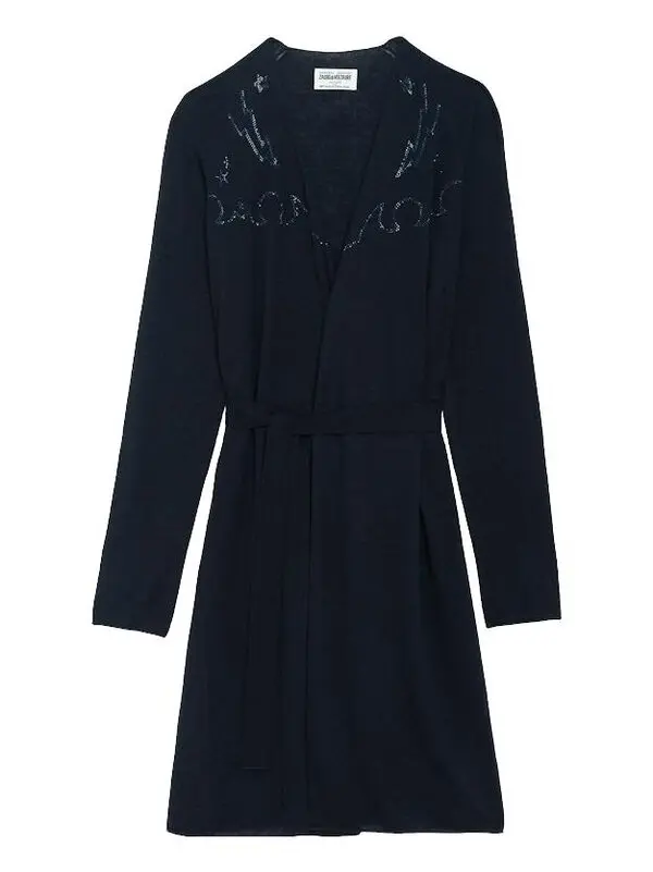 Zadig&Voltaire Daffyz Cashmere Cardigan With Rhinestone Embellishments - Encre